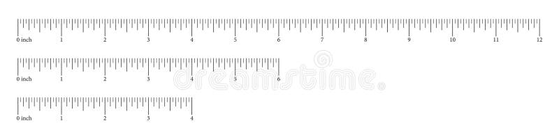 Set of Inch Rulers Measurement Tools with Numbers Scale. Collection ...