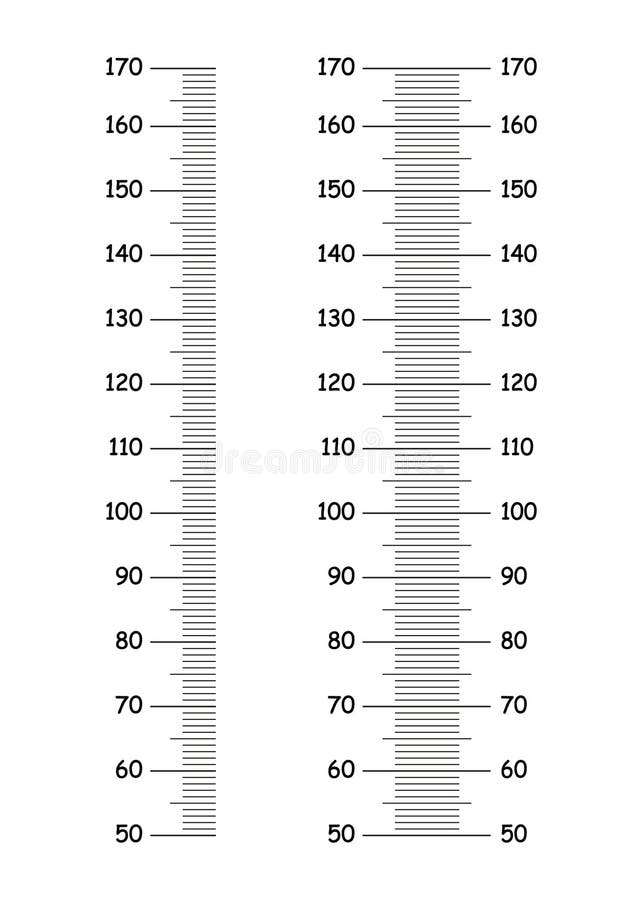 Height Chart from 50 To 170 Centimeters. Set of Templates for Wall ...