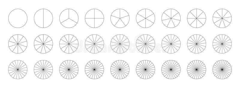Pie Chart Template. Segmented Charts Collection. Many Number of Sectors ...