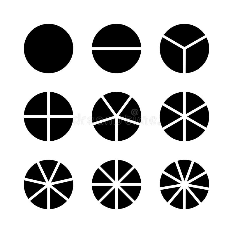 Circle Division on Equal Parts. Infographic Minimalist Black Layout ...