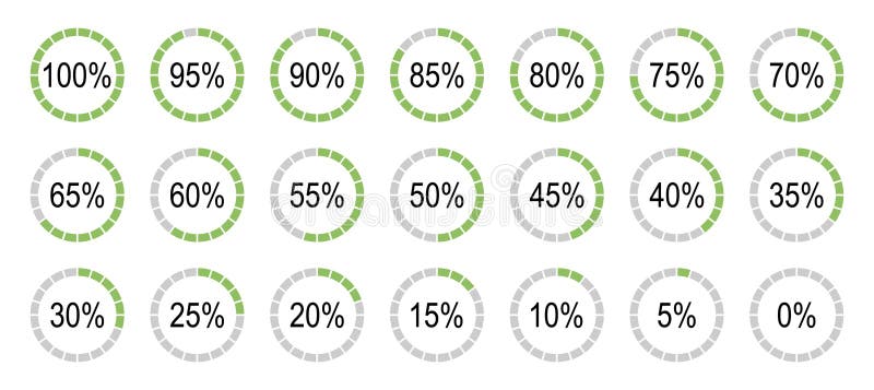 Round Minimalist Diagrams Icons. Percentage Charts Infographics ...
