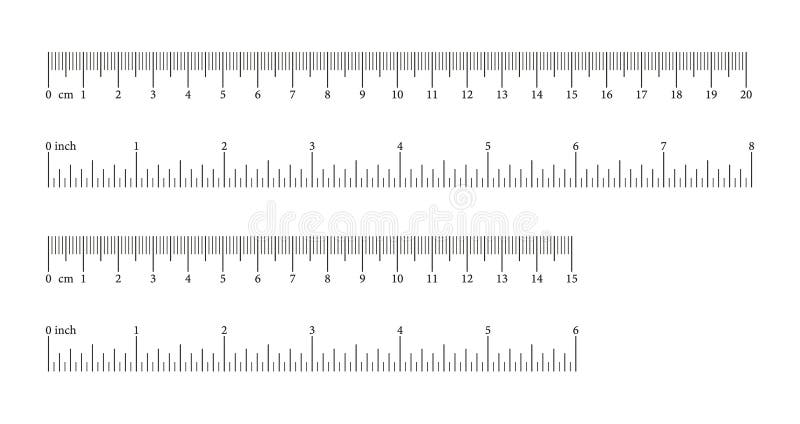 Scale 6,8 Inches, 15, 20 Centimeters, Markup and Numbers. Distance ...
