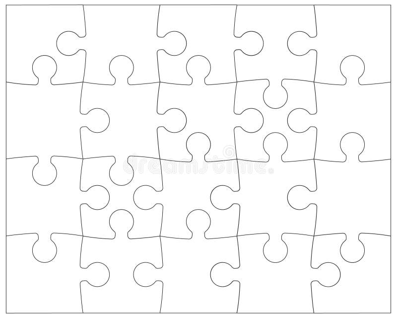 Puzzle Pieces Rectangle Printable Contour Isolated on a White ...