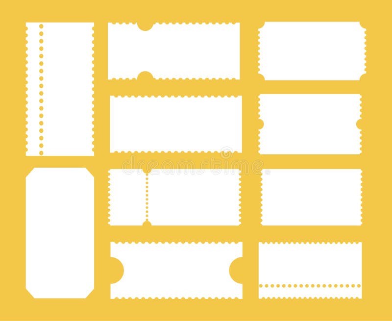 Admit One Tickets. Empty White Templates. Ticket Patterns for Cinema ...