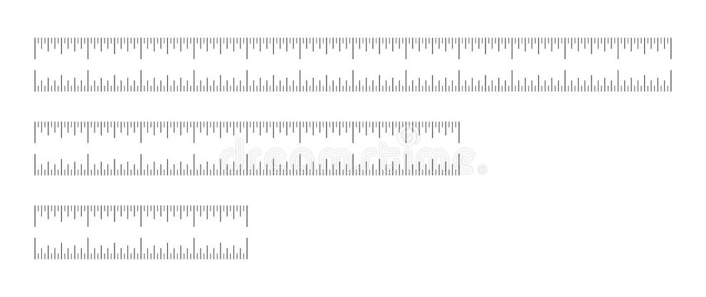 Measuring Chart with 4, 8, 12 Inches. Set of Ruler Scales. Black Sewing ...