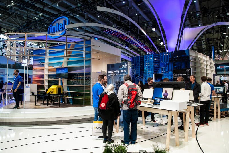 Intel Company Stand Interior on Exhibition Cebit 2017 in Hannover Messe, Germany Editorial Photo ...