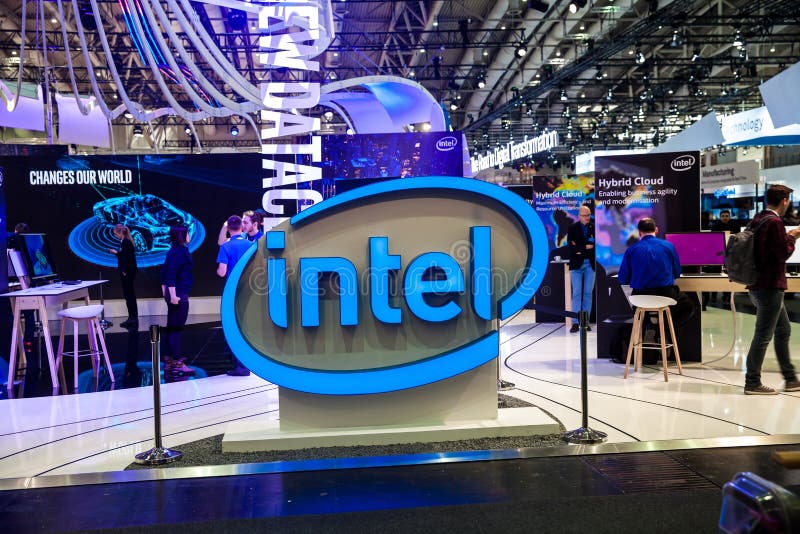 Intel Company Stand Interior on Exhibition Cebit 2017 in Hannover Messe ...