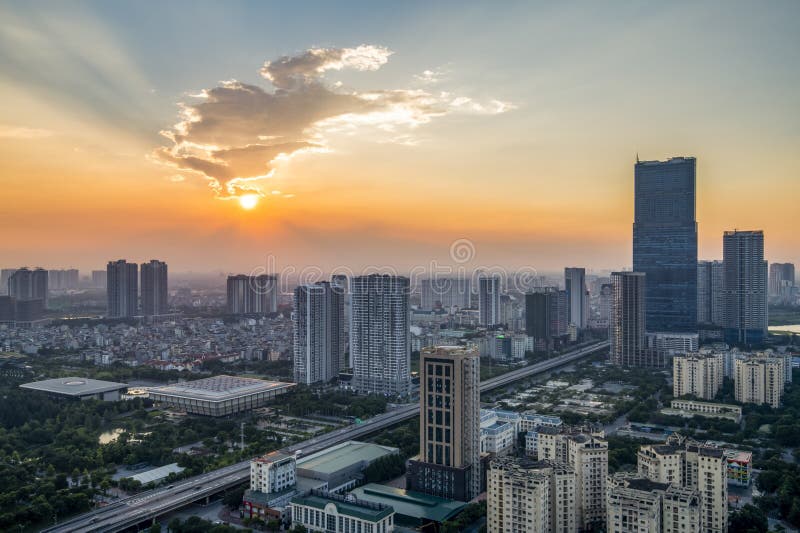 Hanoi Sunset - Sunset in the City Stock Photo - Image of nicesunset ...