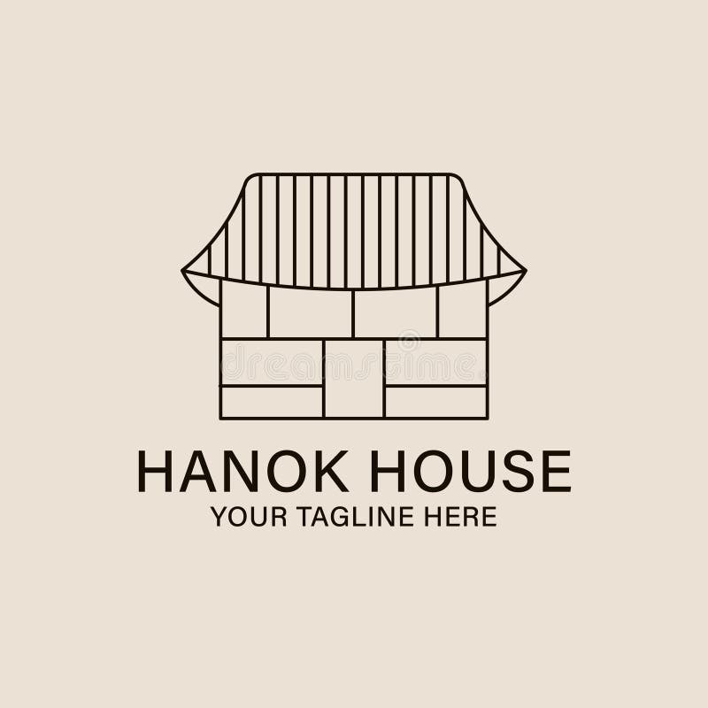 Vector of Hanok House Line Art Illustration Design, Traditional Korean ...