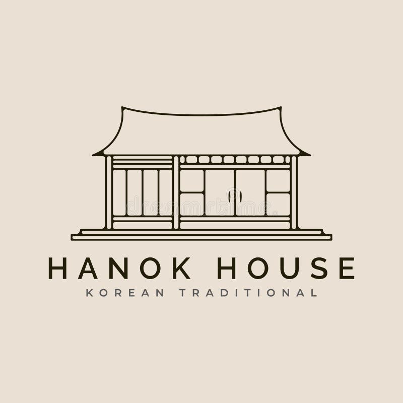 Hanok House Vintage Vector Logo Illustration Design, Traditional Korean ...