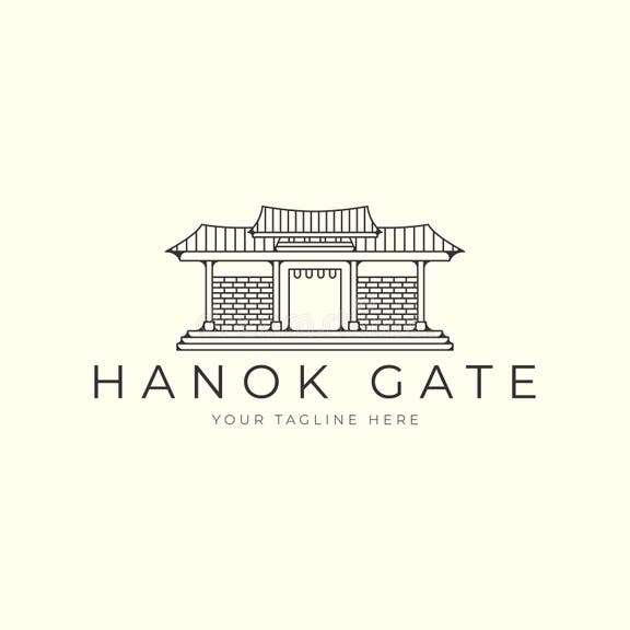 Hanok House Linear Vector Logo Illustration Template Design Stock ...