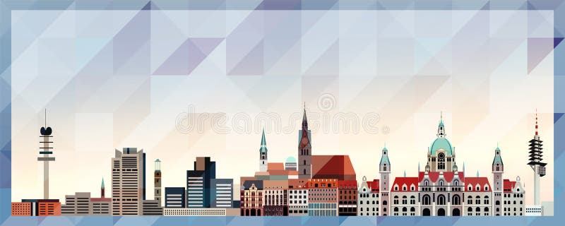 Hanover Skyline Vector Colorful Poster on Beautiful Triangular Texture ...