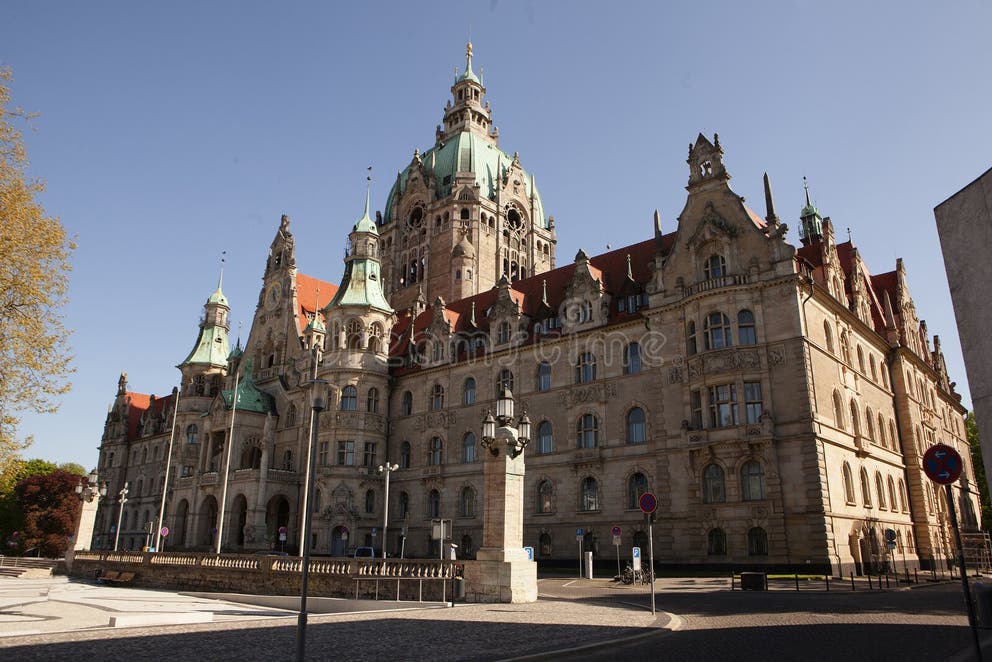 Hanover Town Hall in Sunlight Stock Image - Image of historic, blue ...