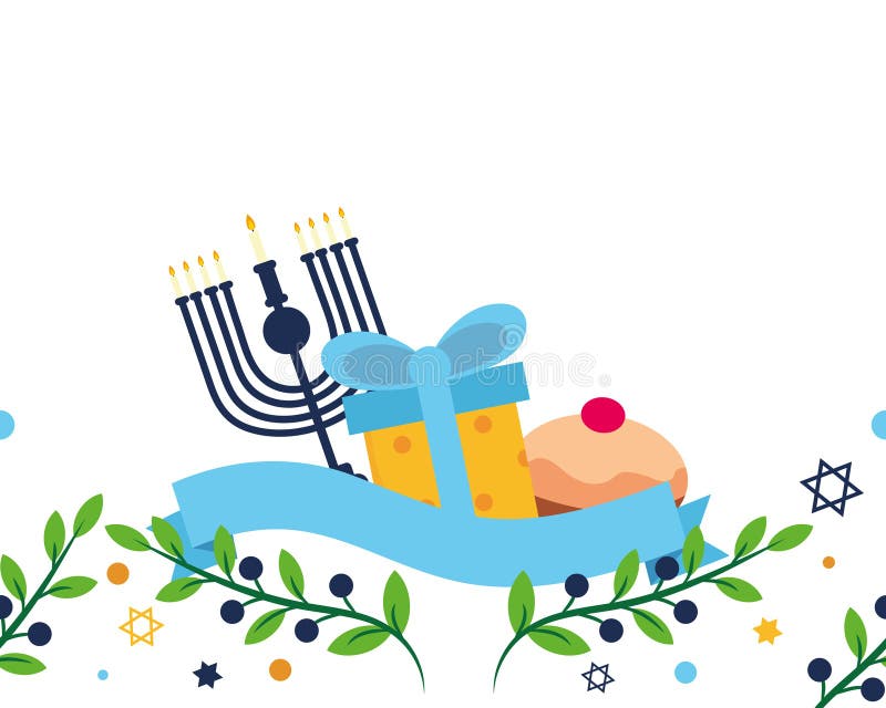 Hanukkah Frame with Menorah and Gift Box Stock Illustration ...