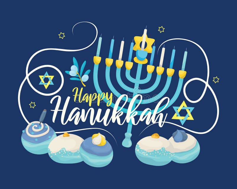 Happy Hanukkah Greeting Card or Postcard, Designed with Lettering and ...