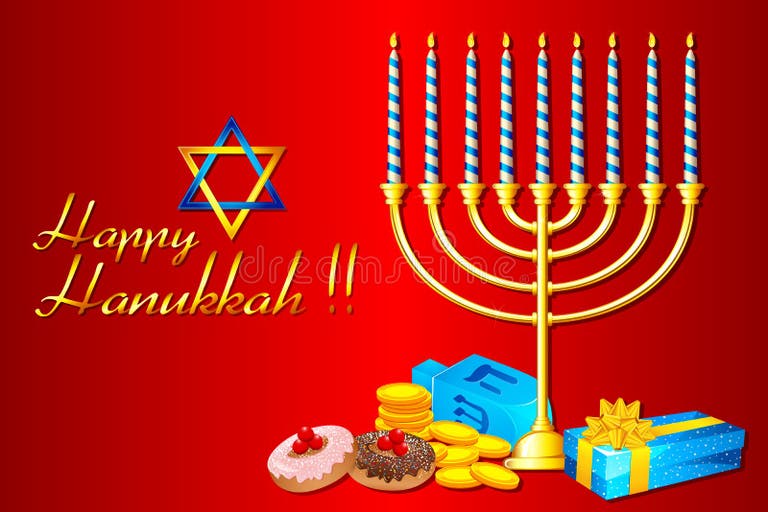 Hanukkah Menorah Star David Burning Stock Illustrations – 686 Hanukkah ...