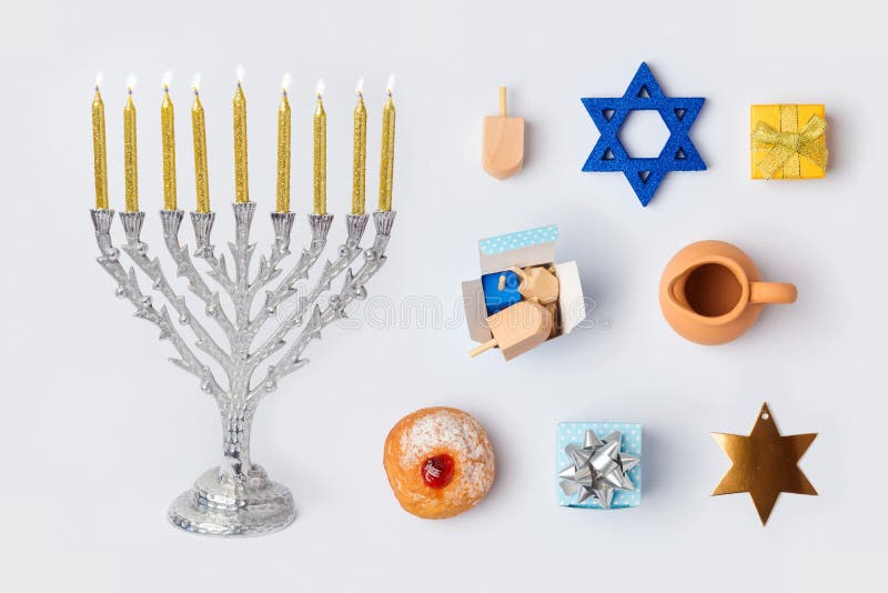Hanukkah Menorah and Objects for Mock Up Template Design.View from ...