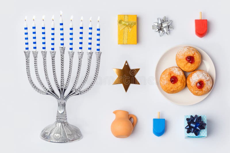 Hanukkah Menorah and Objects for Mock Up Template Design.View from ...