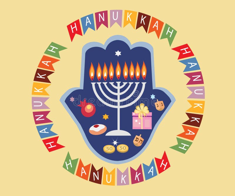 Hanukkah Objects with Flags. Stock Illustration - Illustration of gifts ...