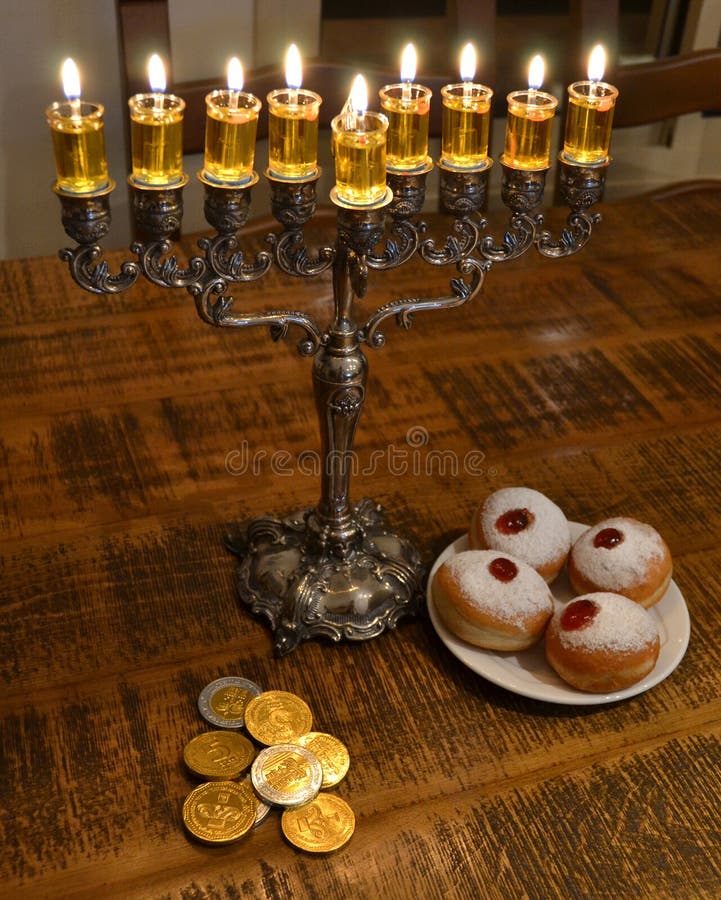 Fully Lite Hanukkah Menorah Stock Photo - Image of jewish, holiday: 305046