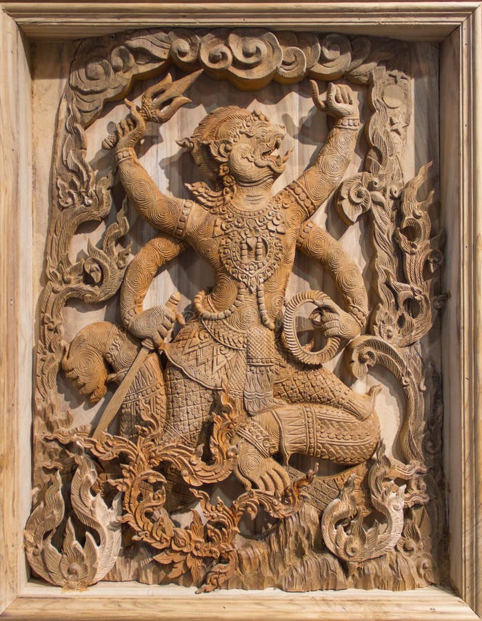 Hanuman Wood Carving stock image. Image of thai, carving - 85318959