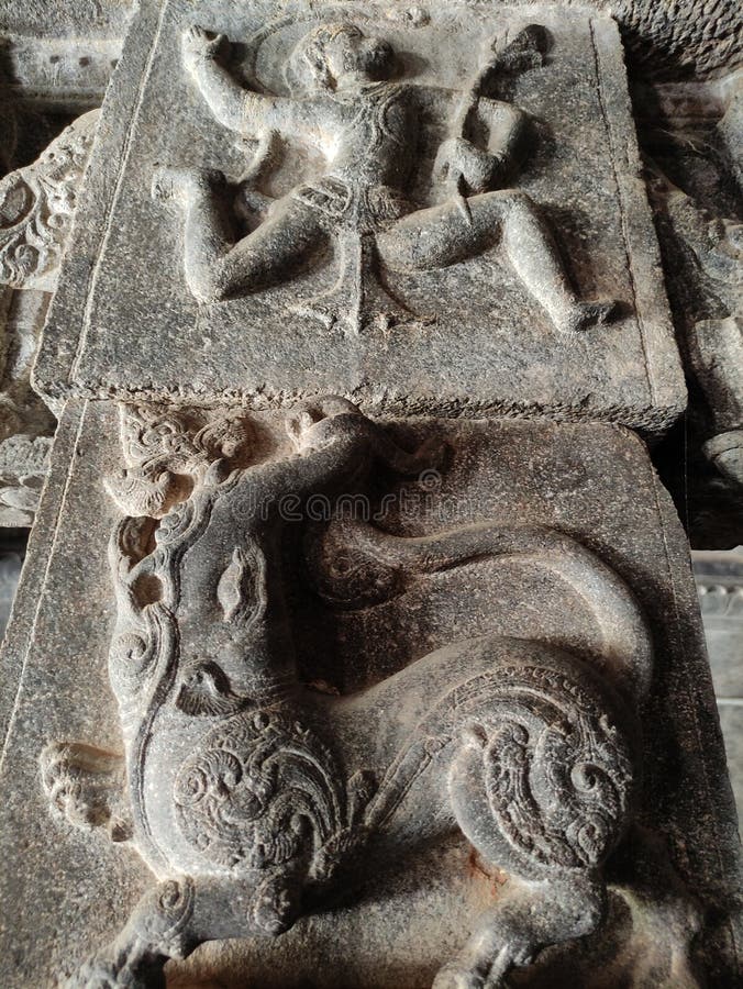 Hanuman with Yazhi stock photo. Image of temple, yazhi - 250677942