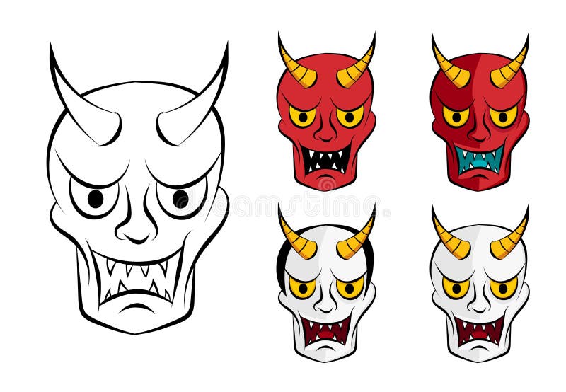 Hanya Mask ; Evil Ghost Face in Flat, Vector Stock Vector ...