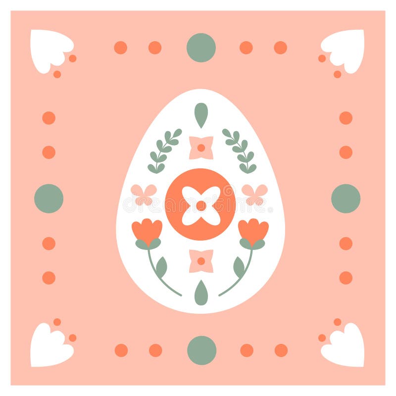 Happe Easter Card in Folk Style Stock Vector - Illustration of ...