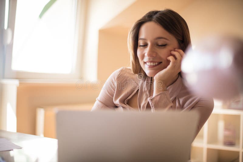 Happily Working in Her Office Stock Photo - Image of happiness, happy ...
