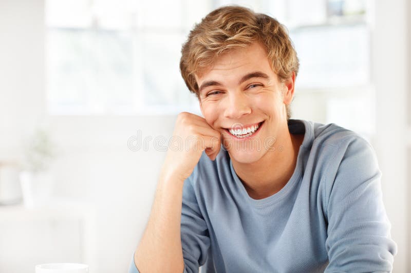 Happiness Comes from within. a Young Man Relaxing at Home. Stock Photo ...