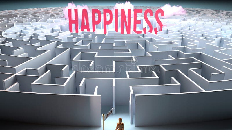 Happiness and a Complicated Path To it Stock Illustration ...