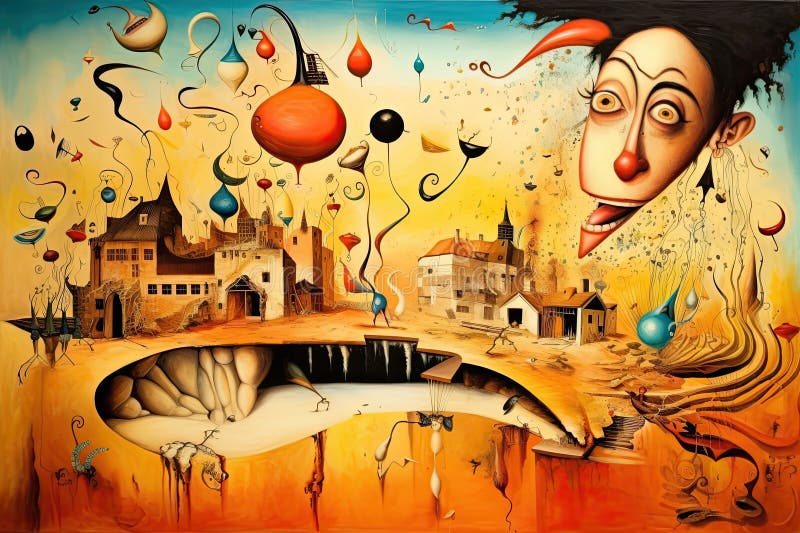 Happiness Concept with Face, Illustration in Abstract Avant-garde Style ...