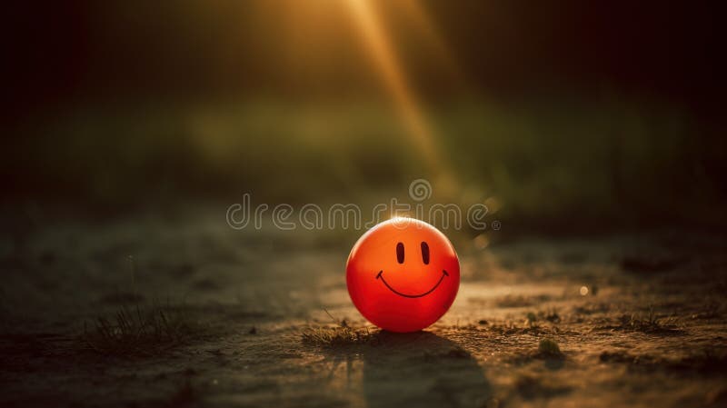 Happiness Concept, Red Imoji Smiling, Lying on the Ground. AI Generated ...