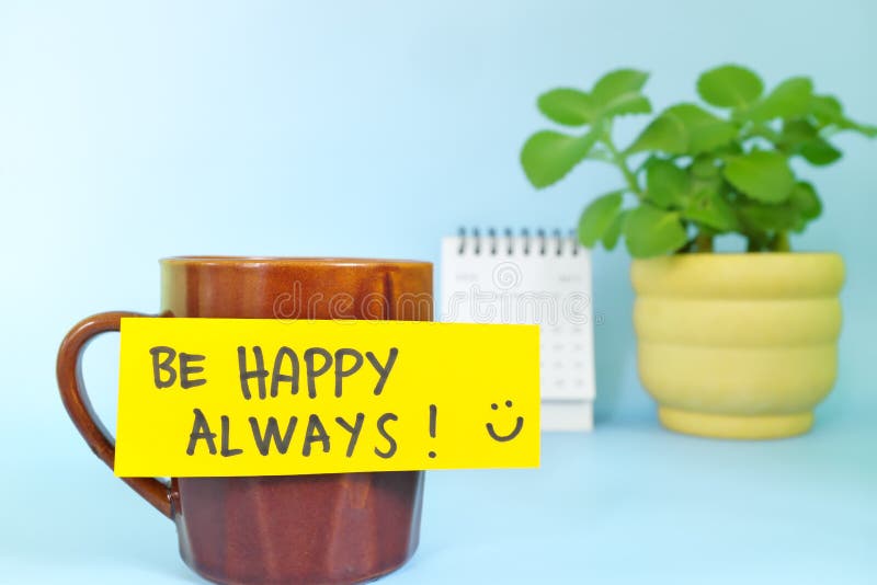 Happiness is Contagious and Be Happy always Concept. Selective Focus of ...