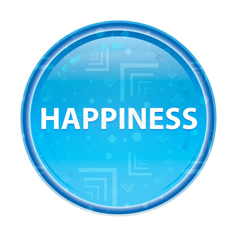 Happiness Floral Blue Round Button Stock Illustration - Illustration of ...