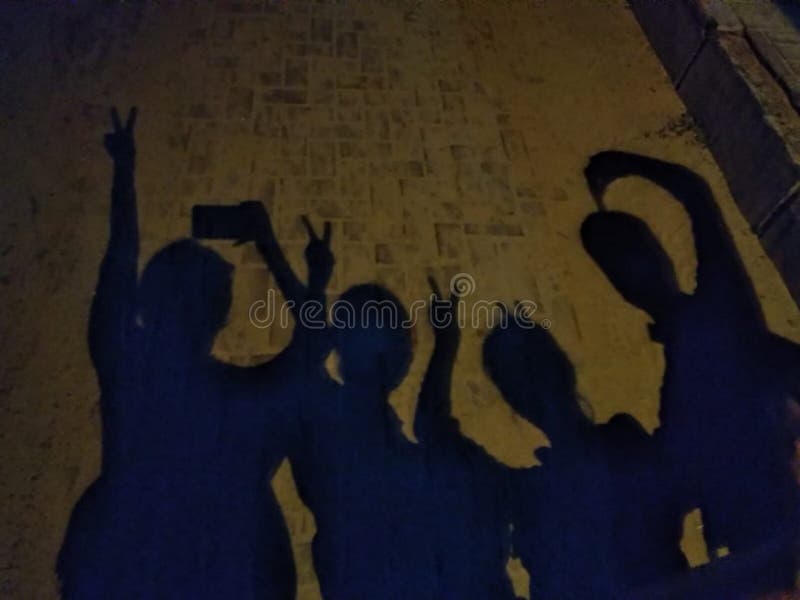 Happiness with Friends in a Dark Shadow Stock Image - Image of friends ...