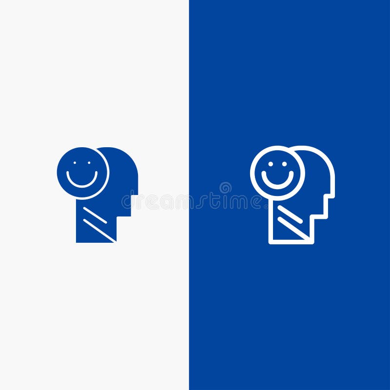 Happiness, Happy, Human, Life, Optimism Line and Glyph Solid Icon Blue ...