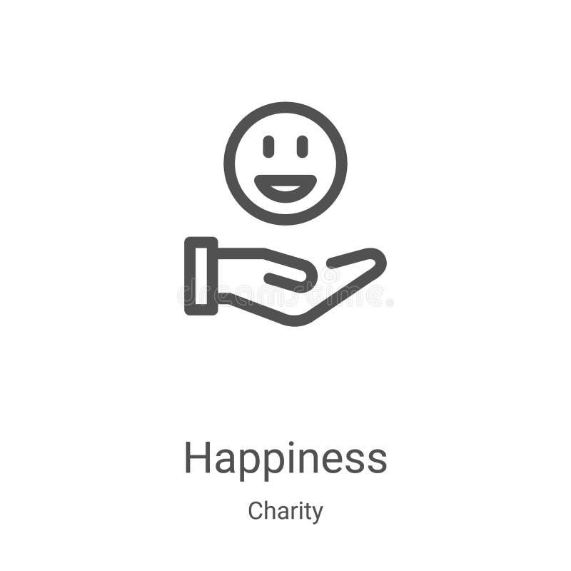 Happiness Icon Vector from Charity Collection. Thin Line Happiness ...