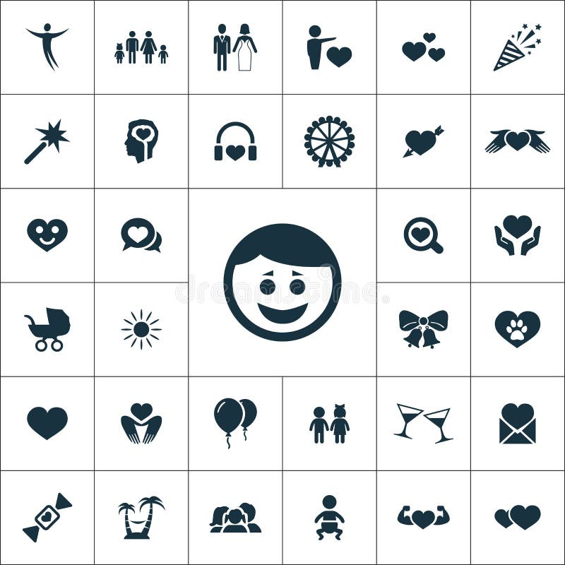 Happiness Icons Universal Set for Web Stock Vector - Illustration of ...