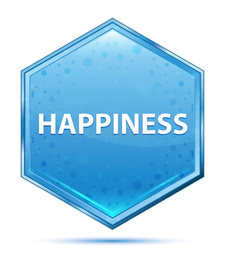 Happiness Crystal Blue Hexagon Button Stock Illustration - Illustration ...