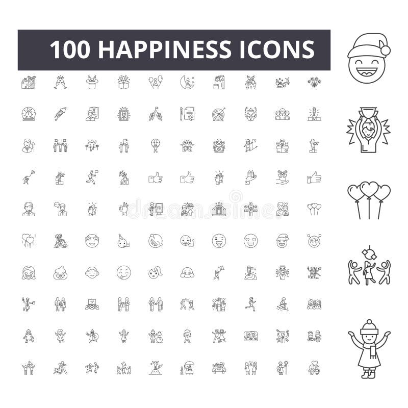 Happiness Line Icons, Signs, Vector Set, Outline Illustration Concept ...