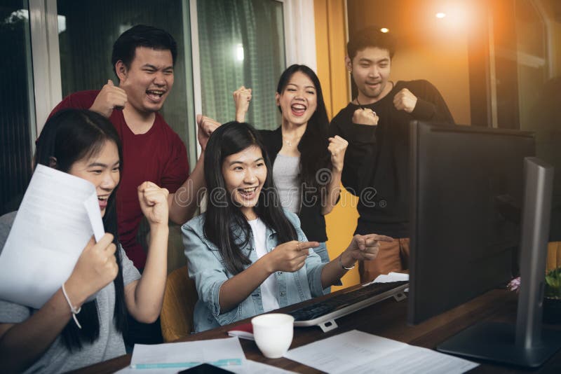 Happiness of Successful Freelance Team Work Stock Photo - Image of ...