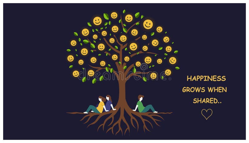 Happiness Tree with Smiley Faces Illustration Stock Vector ...