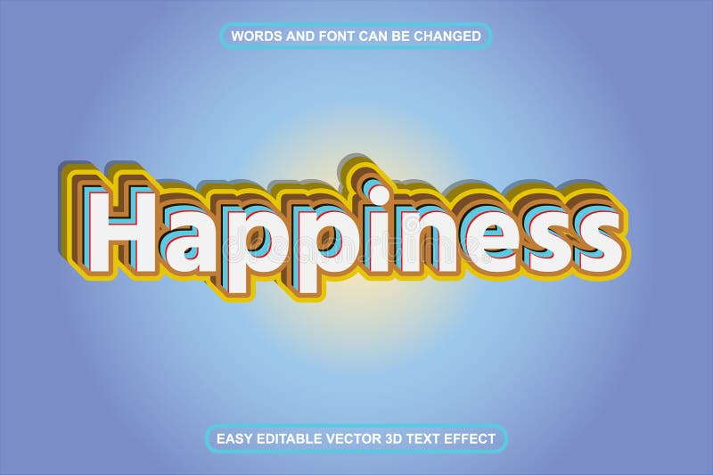 Happiness Vibrant 3D Text Effect with Neon Glow Bold Stock Illustration ...