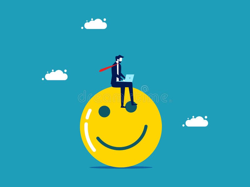 Happiness in Work or Love of Work. Businessman Working with a Computer ...