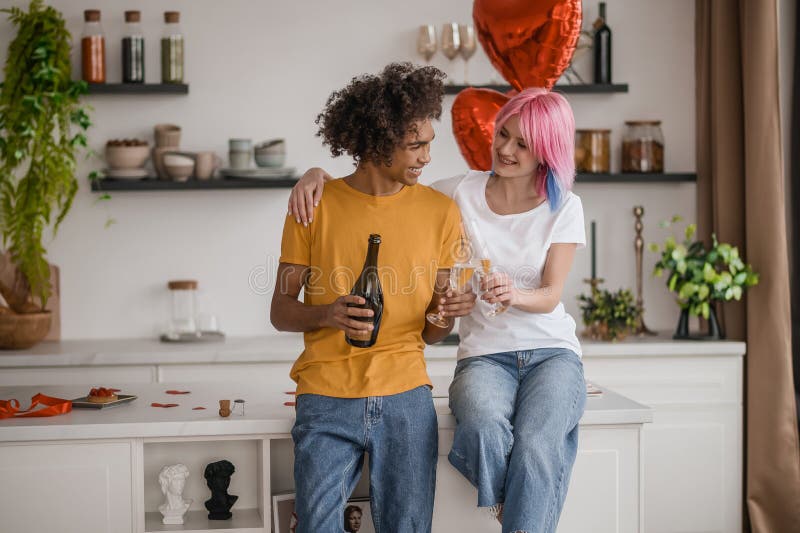 Young Couple Geeling Happy and Excited Stock Photo - Image of ...