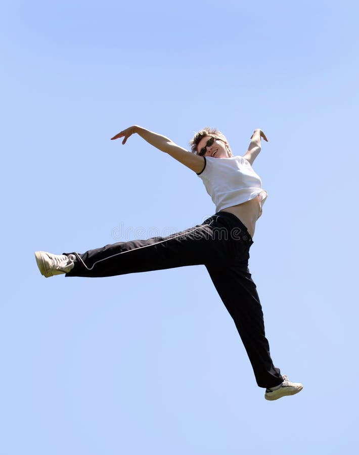Happy stock photo. Image of woman, happiness, jumping, young - 162464