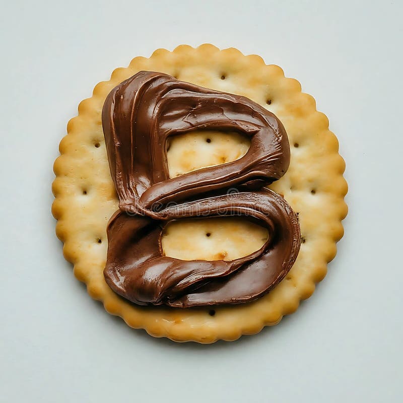 Artistic B Letter Crafted in Chocolate on a Cookie Chip Stock ...