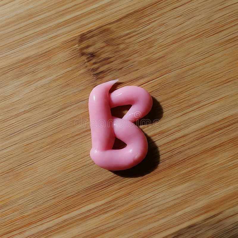 B Letter Art Created with Pink Paste on a Wooden Surface Stock ...