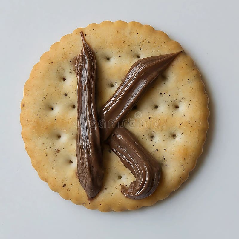 K Letter Design Made from Chocolate on a Cookie Chip with White ...